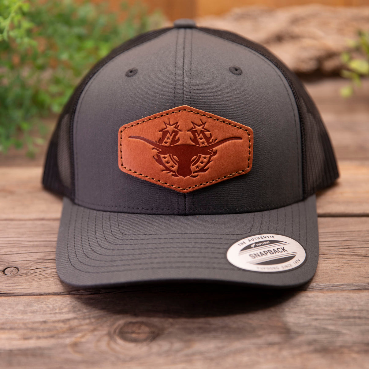 Longhorn Leather Patch Hat – Handcrafted Western Style Snapback – Lazy ...